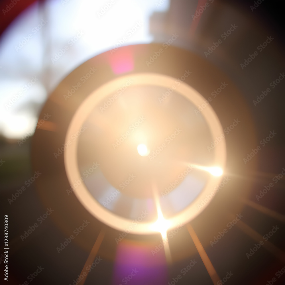 Authentic anamorphic lens flare with ring ghost effect Stock ...