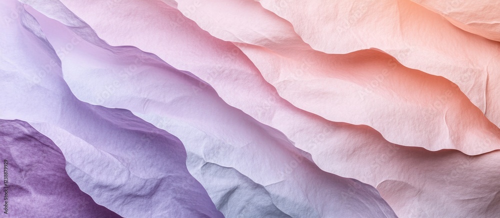 Pastel colored crumpled paper texture background in soft gradients with ...