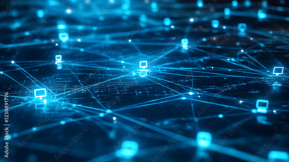 image of a digital network linking mobile devices with security and ...