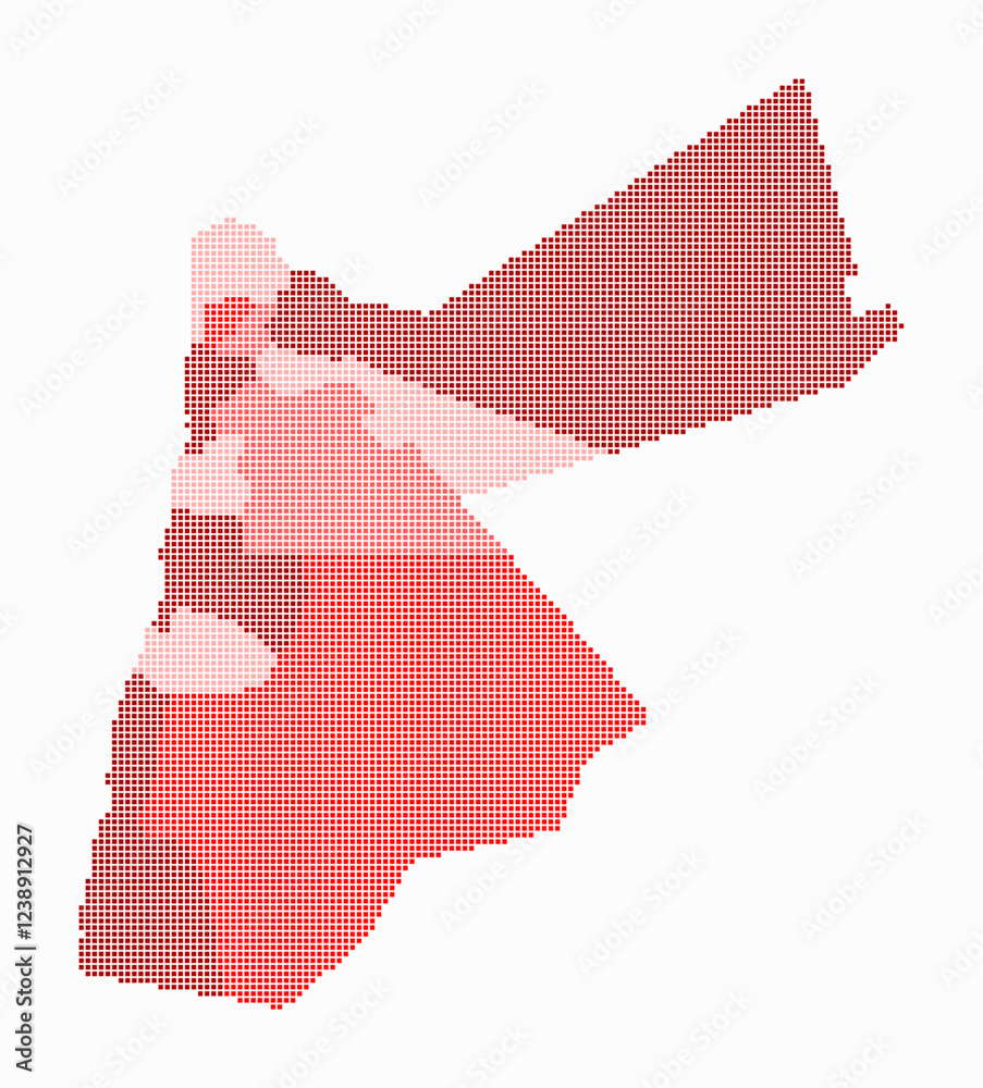Jordan dotted map. Digital style map of the country on a white ...