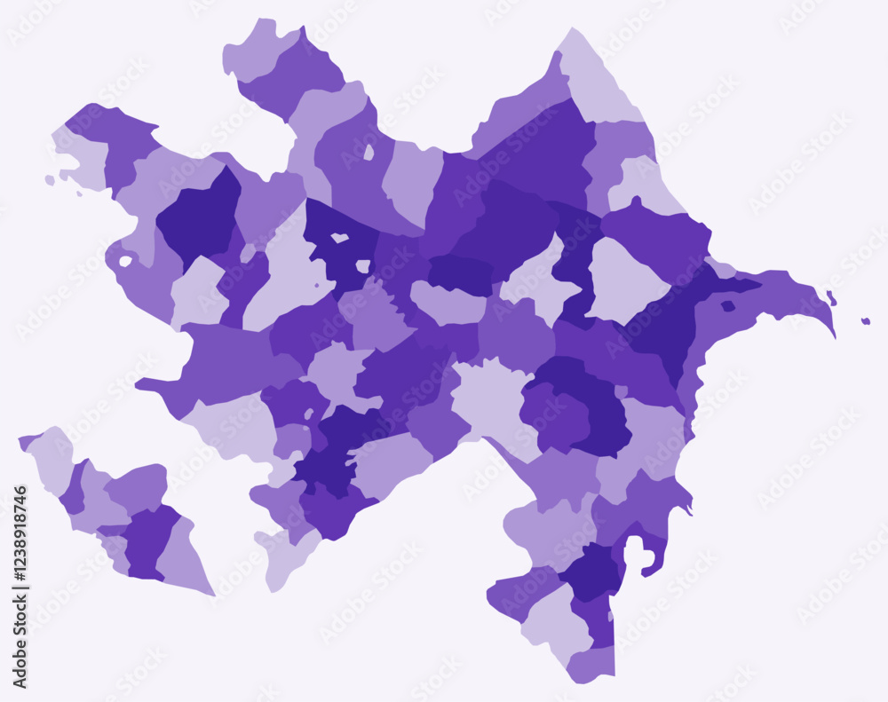 Vetor Map of Azerbaijan with regions. Just a simple country border map ...