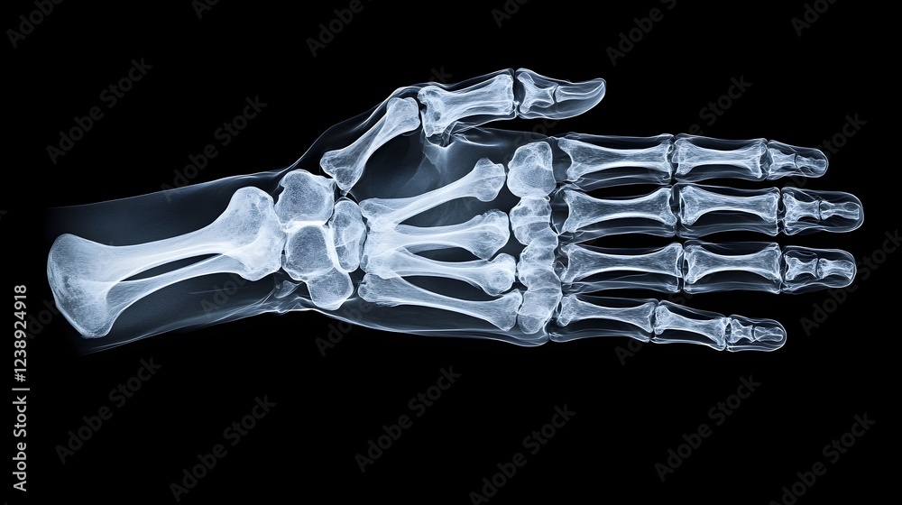 Detailed X-ray Image of Human Hand Anatomy and Skeletal Structure Stock ...