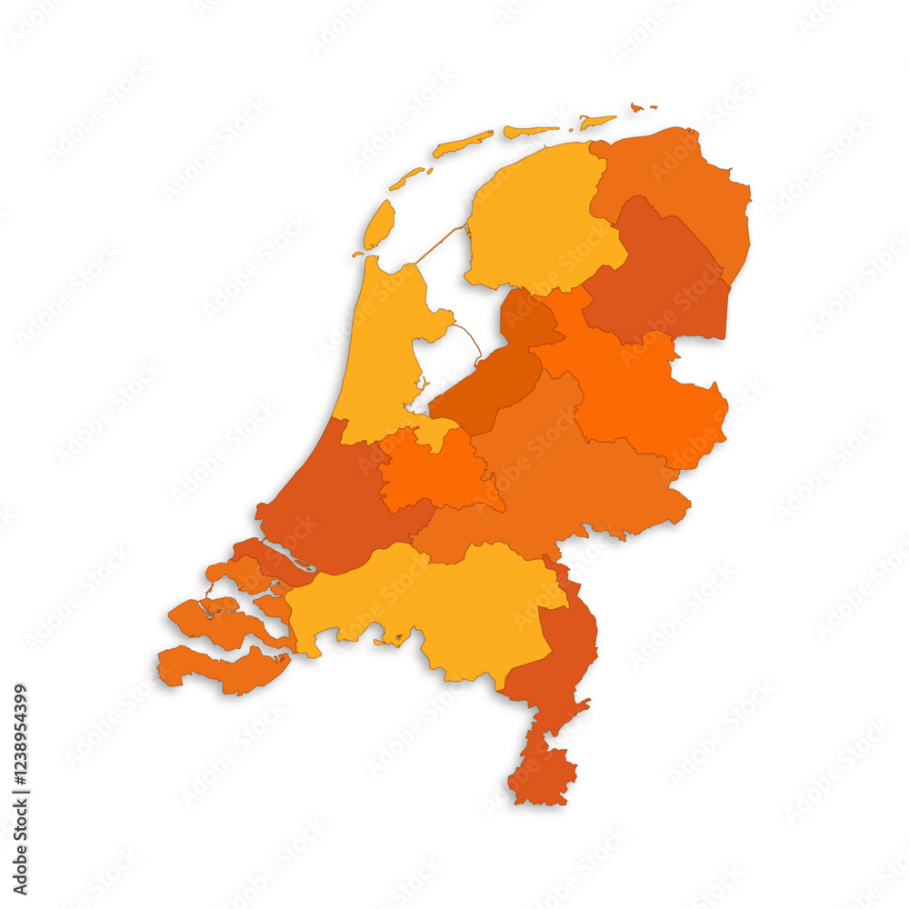 Netherlands map with border highlighted regions, states, isolated on ...