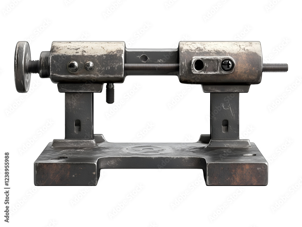 Vintage metal lathe isolated on a transparent background with a ...