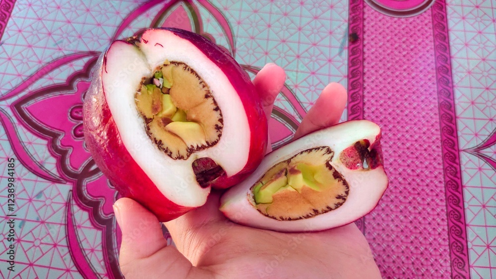 Mamiew Pomerac, also known as Malay Apple (Syzygium malaccense), is a ...