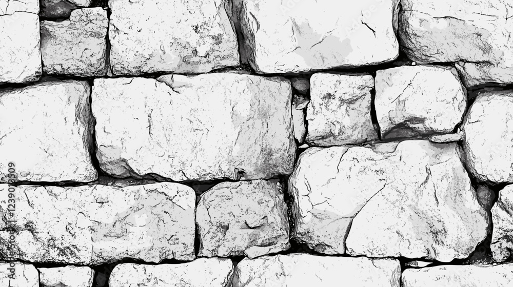 Seamless texture pattern of stone outline drawing brick and stones wall ...