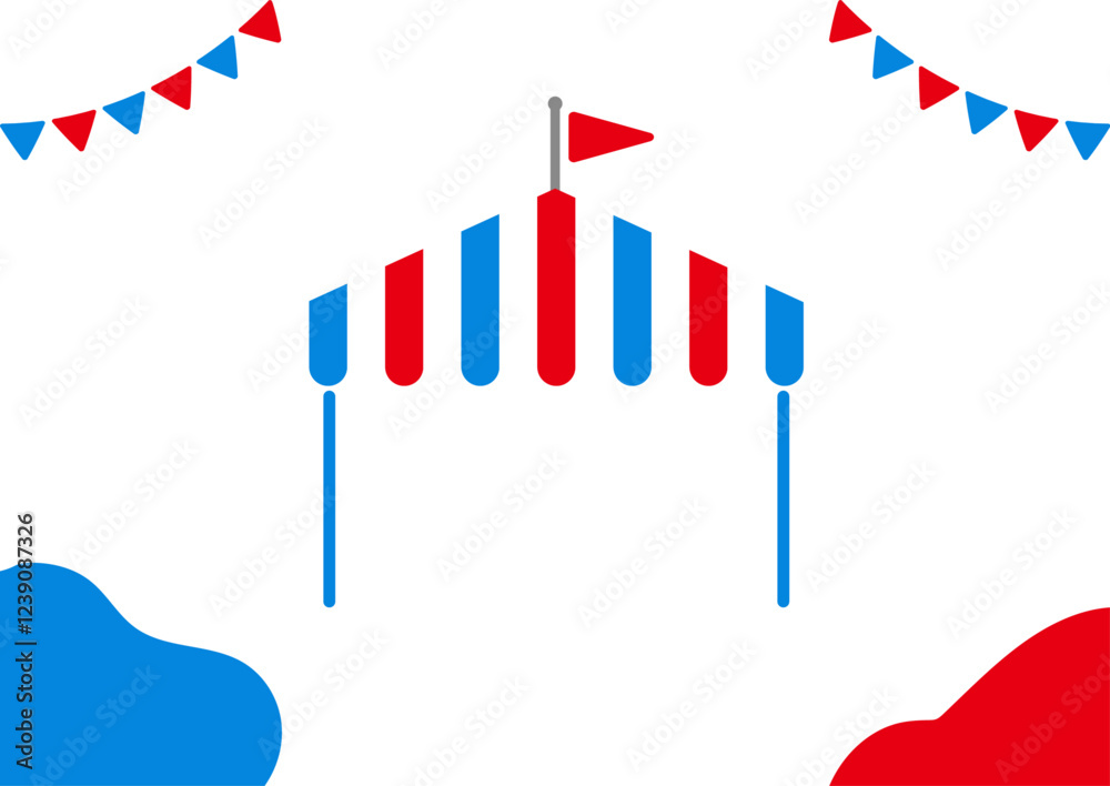 the image colors of the 2025 Osaka Expo - red and blue Tent, garland ...