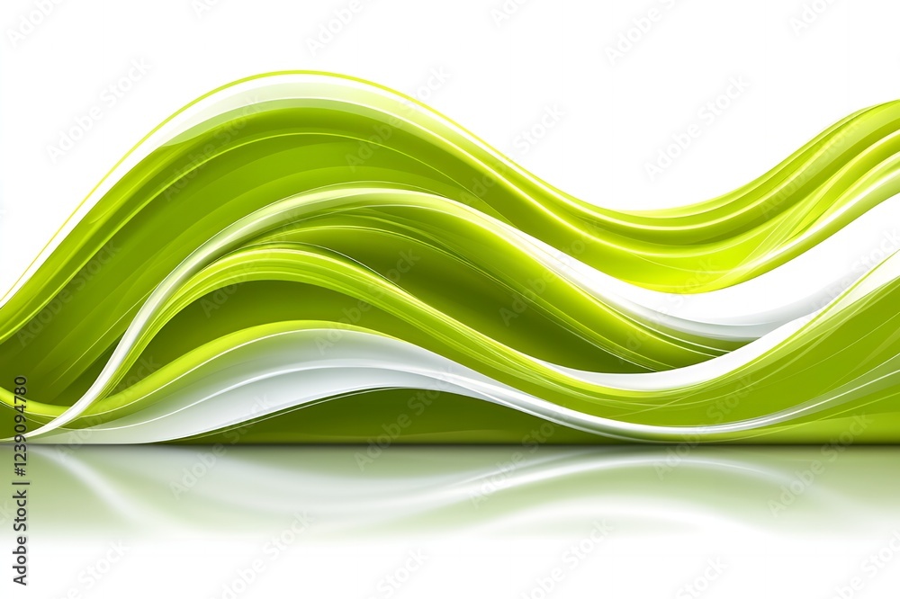 Abstract Green and White Wave Background Design Modern Fluid Curves ...