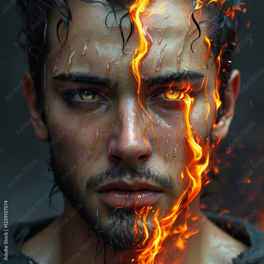 Ilustración de Stock Abstract Burnout concept: portrait of a broken man ...