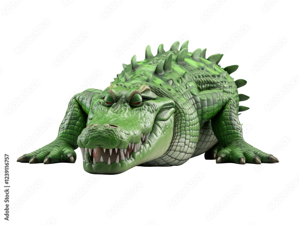 Grumpy cartoon crocodile relaxing with closed eyes and smooth, spiky ...