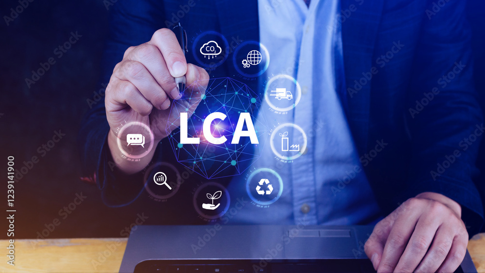 Foto de Stock LCA, Life cycle assessment concept, ISO LCA standard aims ...