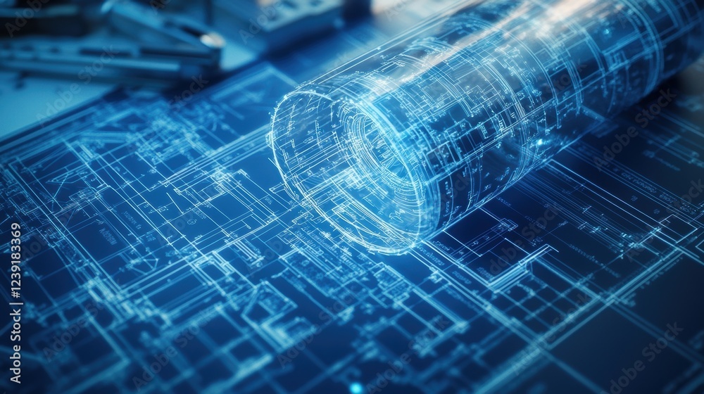 Innovative production process transforming a blueprint into a ...