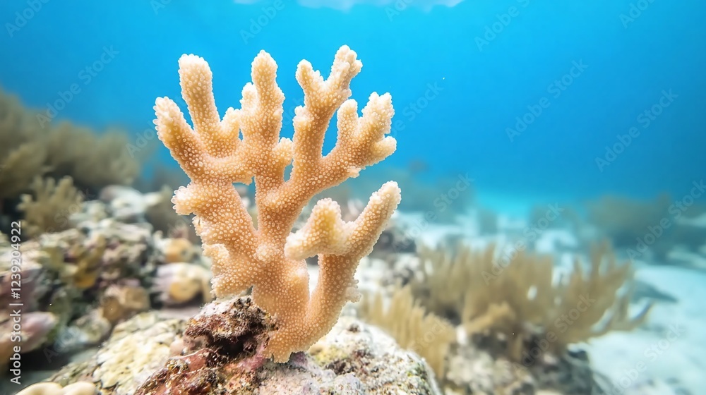 Underwater coral reef, ocean, marine life, bleaching, nature Stock ...
