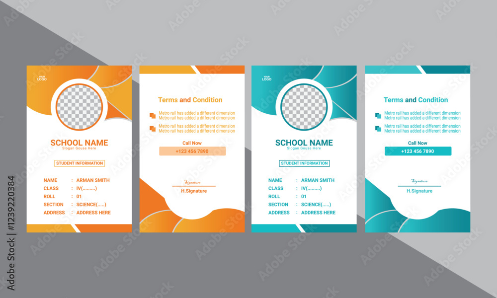Student ID card design template ID card design for school Identity Card ...