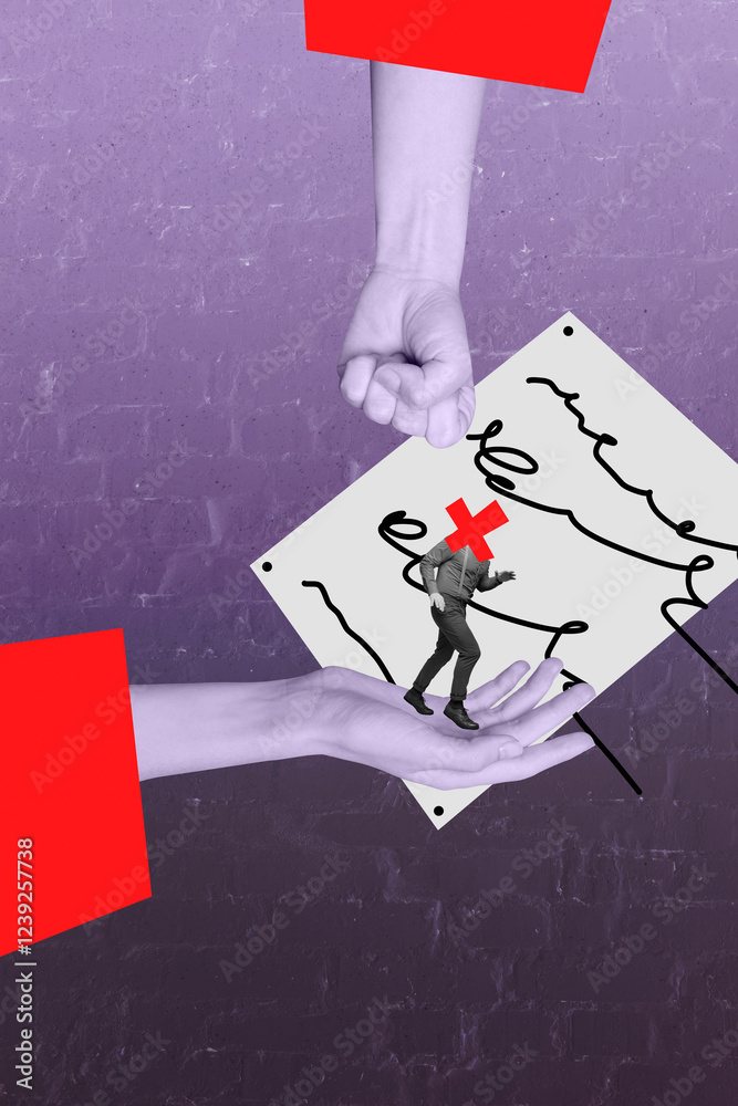 Trend image vertical photo collage of anonym man employee instead head ...