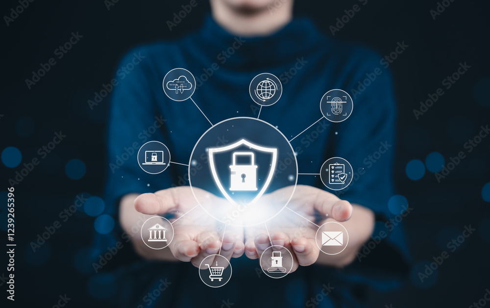 Cybersecurity shield digital protection concept. Cyber security ...