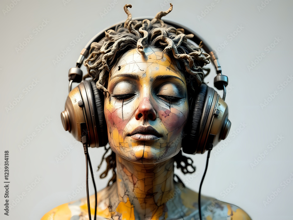 Artistic illustration. Portrait of a modern gorgon medusa. Greek ...