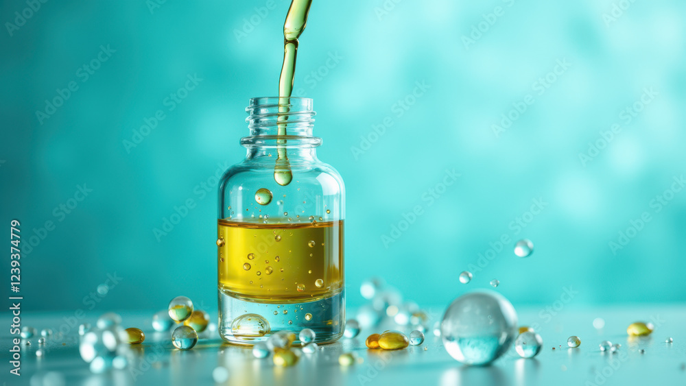 Beef tallow droplets inside a glass bottle on a surface. Stock ...