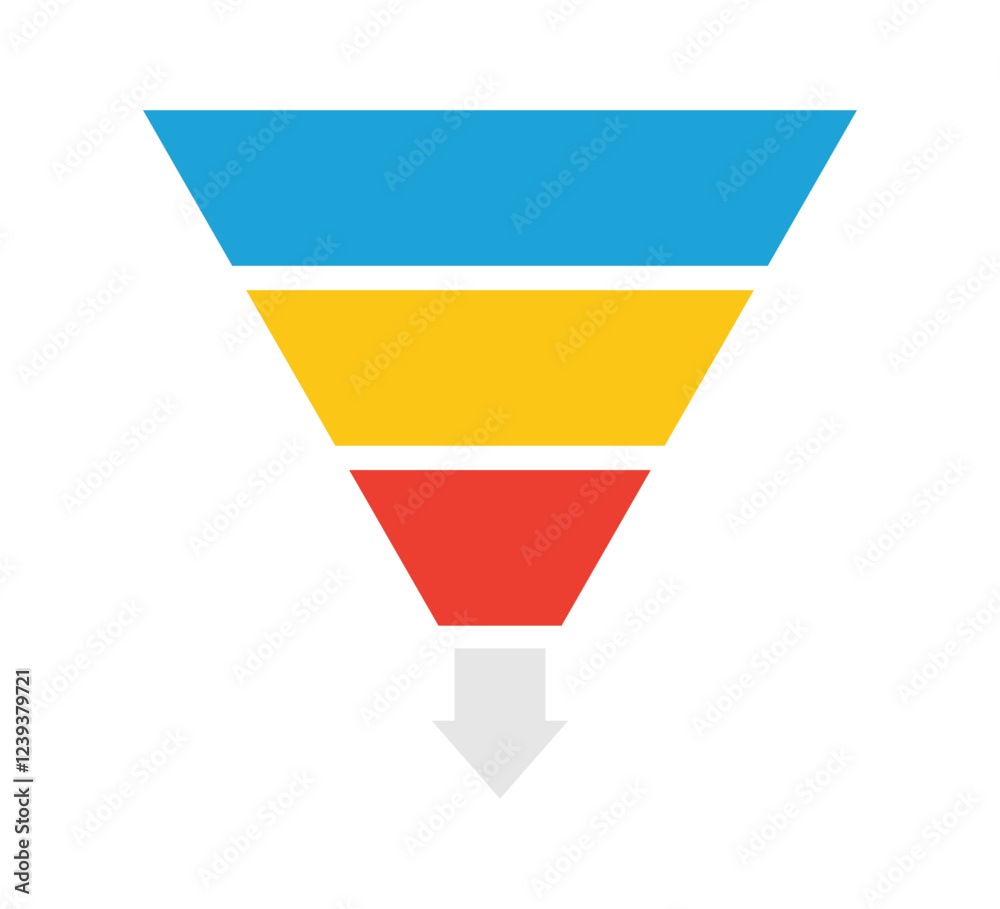 Sale marketing funnels set. Business pyramid template with three steps ...