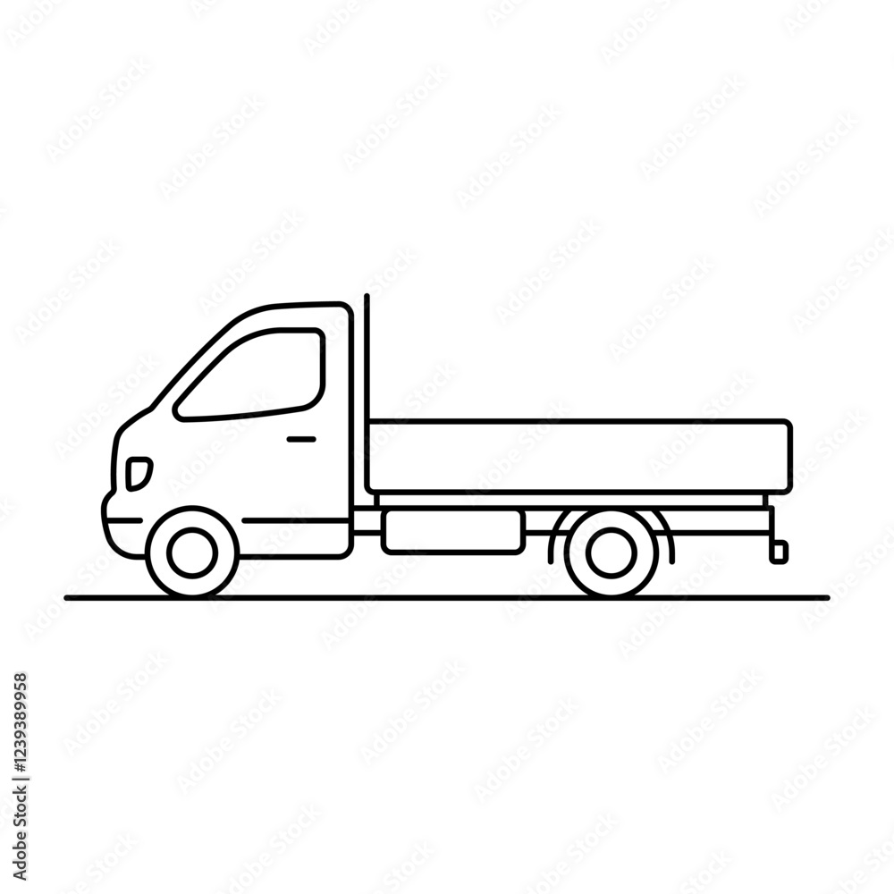 Mini truck icon. Black outline linear silhouette. Editable strokes ...