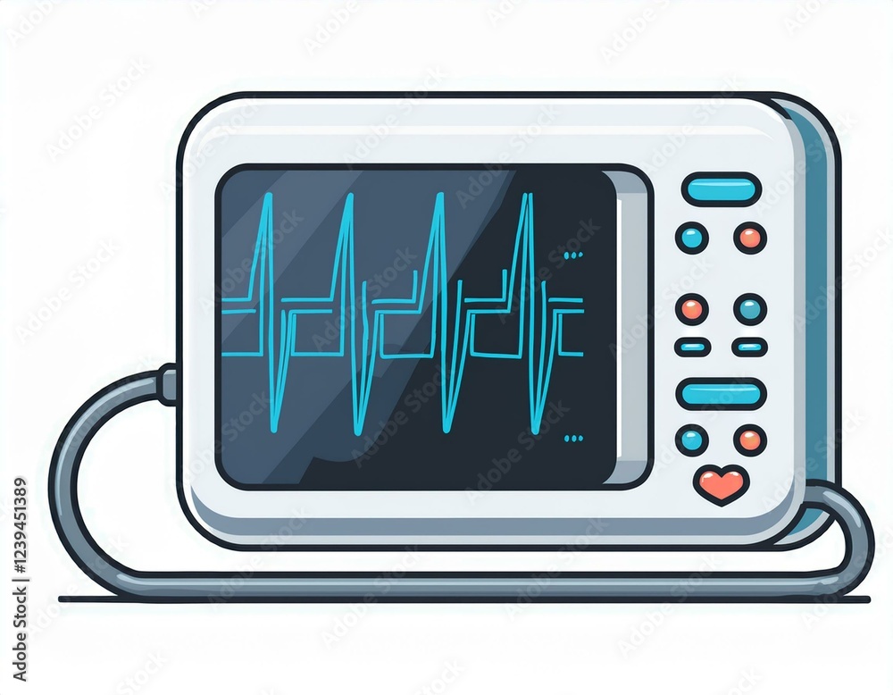 diagnosis ekg monitor cartoon healthcare telemetry portable device ...