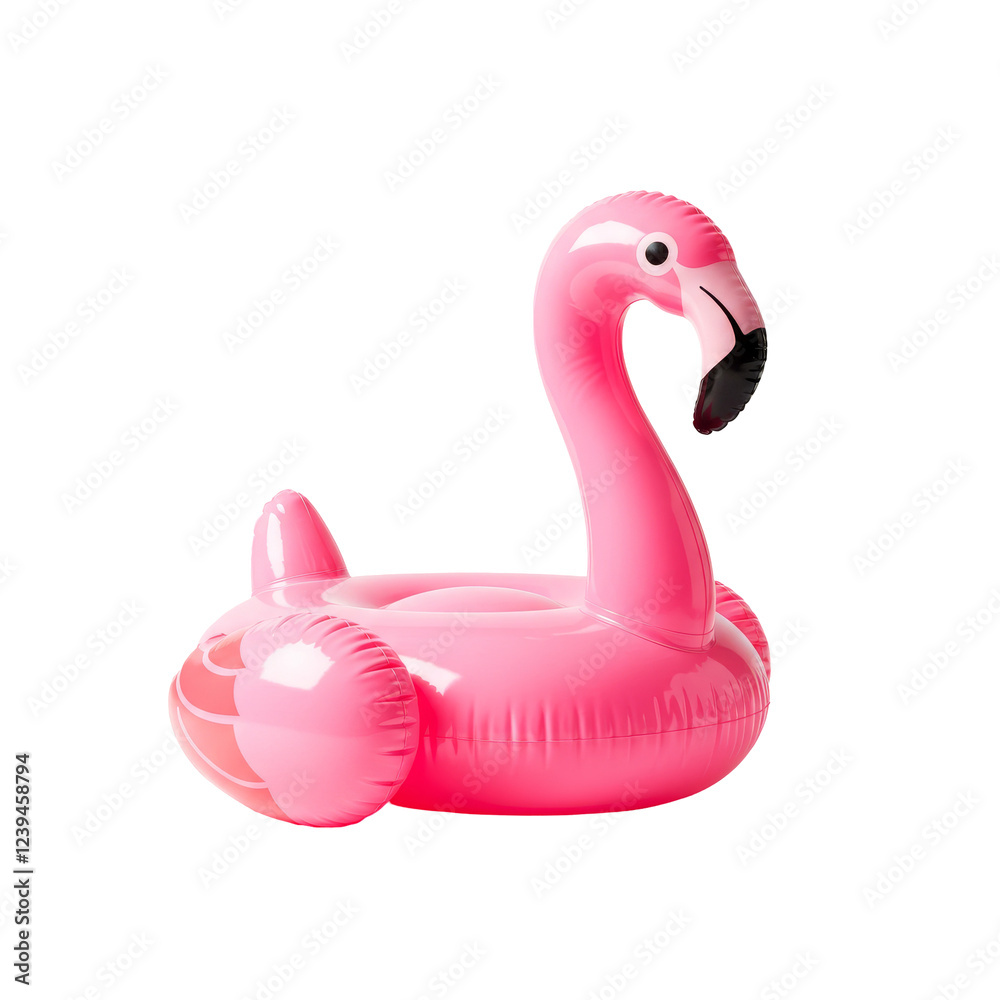 Pink pool inflatable flamingo isolated on white background, PNG, cutout ...