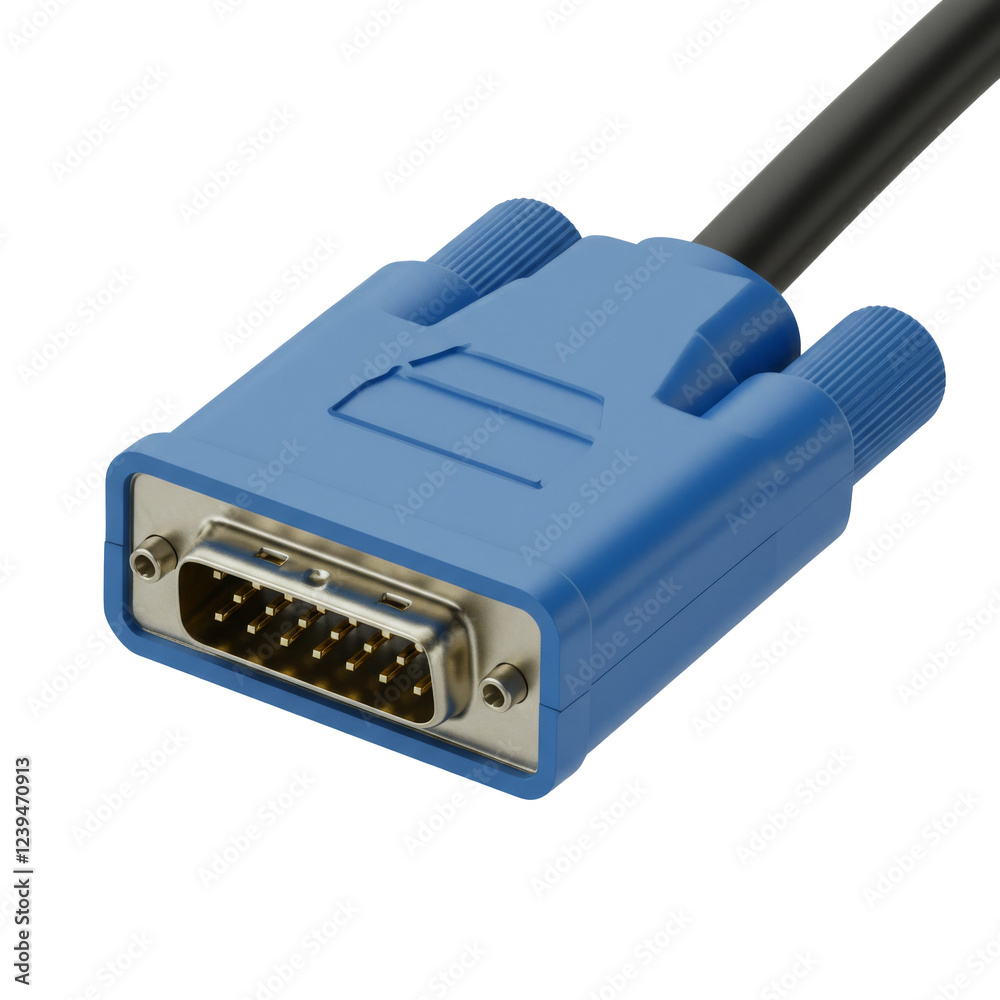 Isolated VGA connector on a transparent background, showcasing its ...