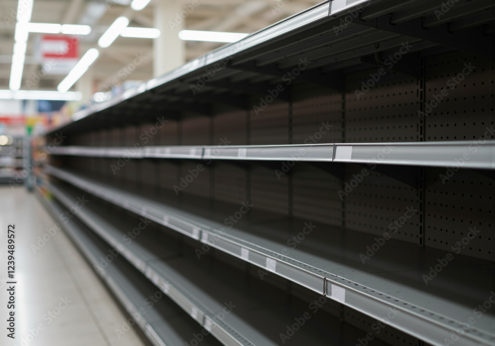 Empty grocery store shelves symbolizing tariffs and bad economic trade ...