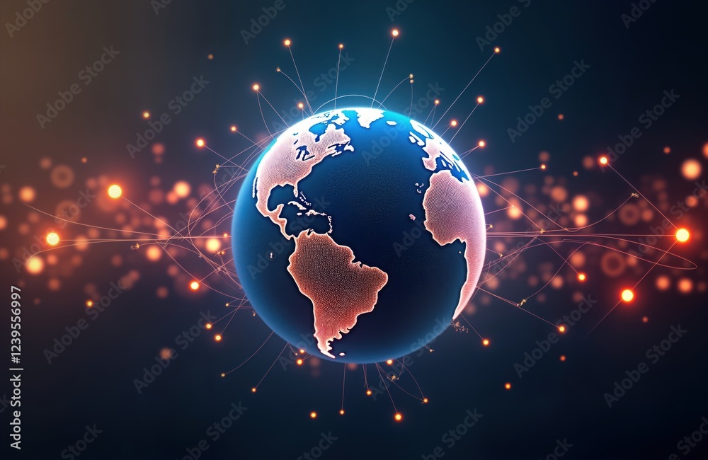 Global communication network illustration shows intricate connections ...