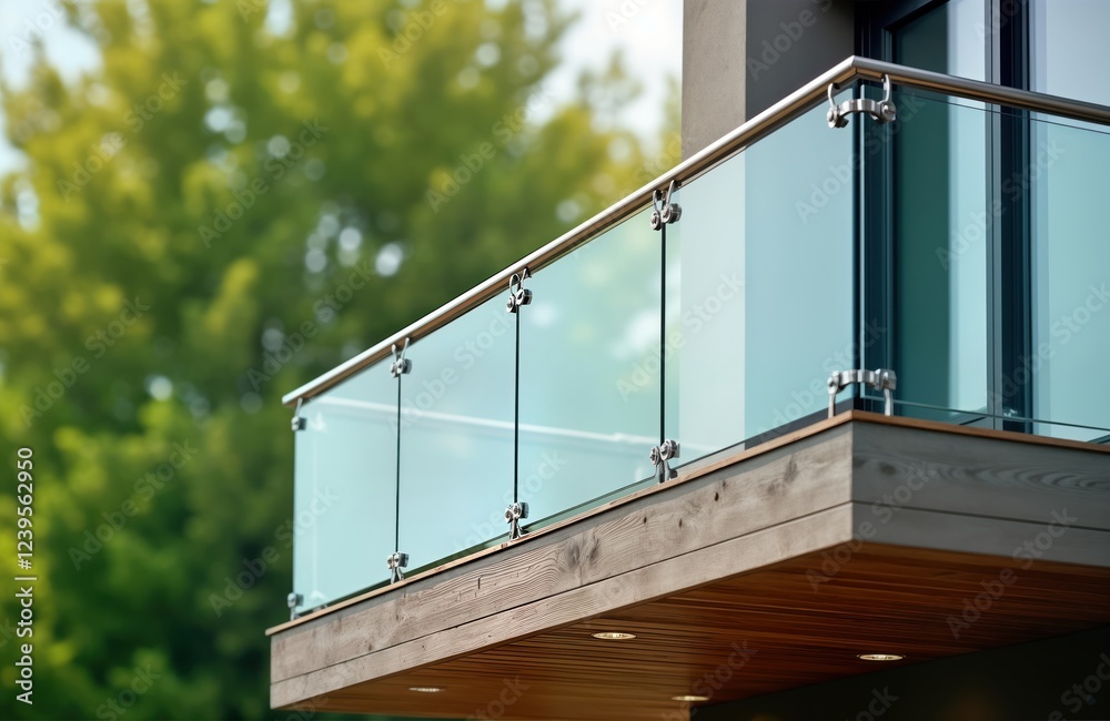 Modern balcony railing featuring laminated tempered glass panels ...