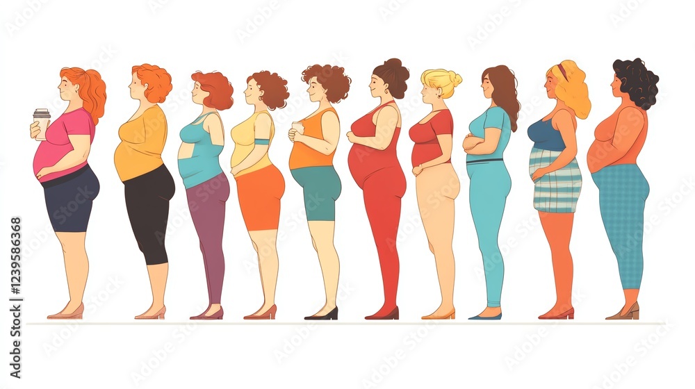 A colorful illustration depicting the journey of women's bodies through ...