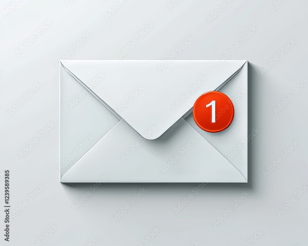 Email notification icon in PNG format, showing a 3D envelope on a see ...