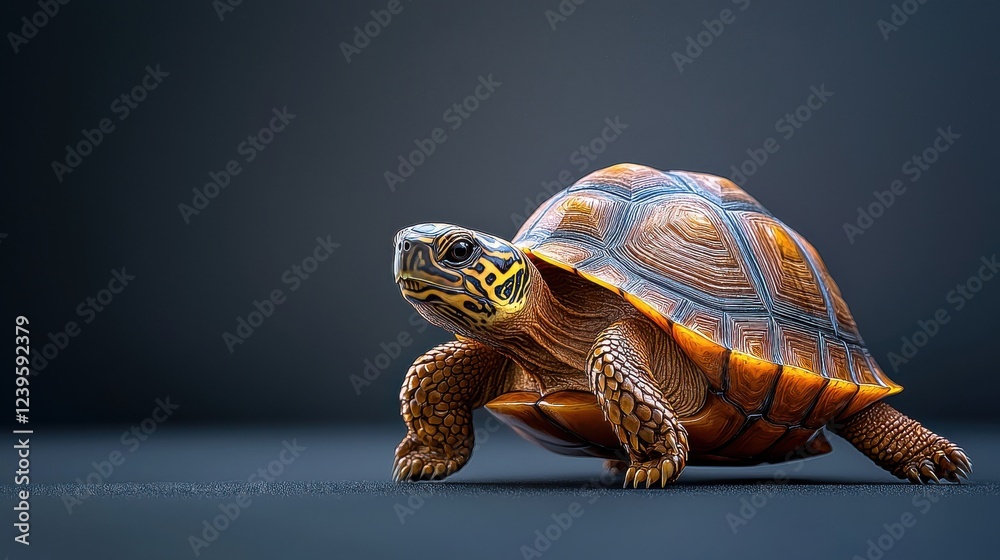 Colorful 3D Turtle Render Animation Slow Movement Happy Emotions Kids ...