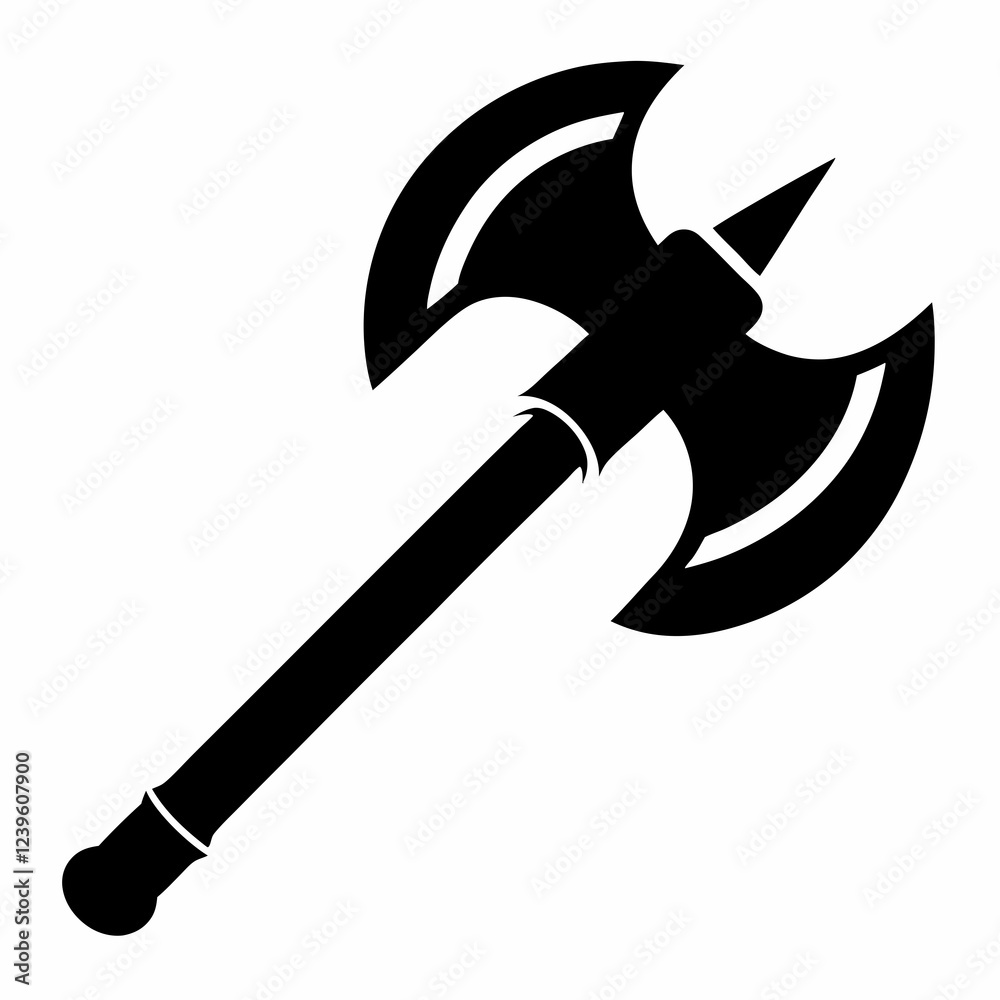 Dark Fantasy Battle Axe Silhouette: Medieval Weapon Icon, Gothic Design ...