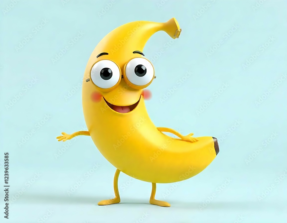 Cute Cartoon Banana Character Illustration Stock Illustration | Adobe Stock
