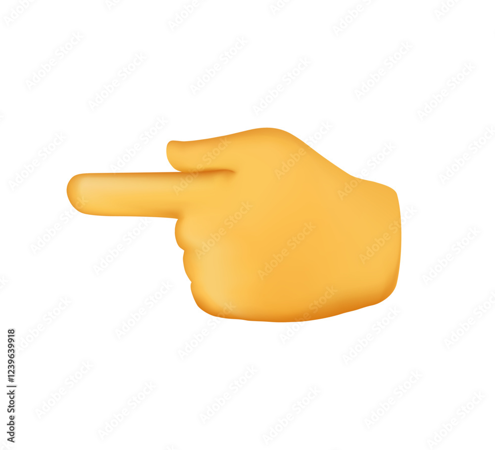 Backhand Pointing left emoji. Hand pointer realistic 3D cartoon ...