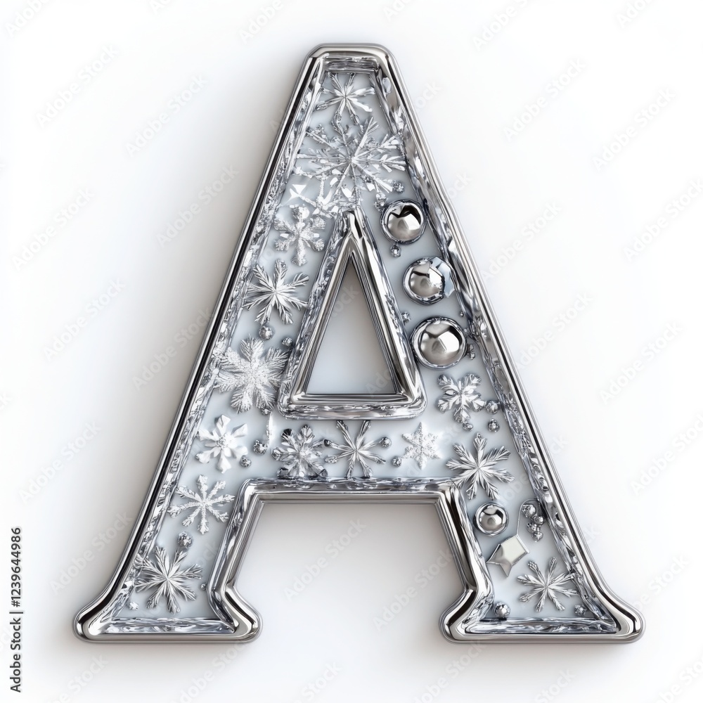3D-rendered image of the letter "A" designed in a metallic style with a ...