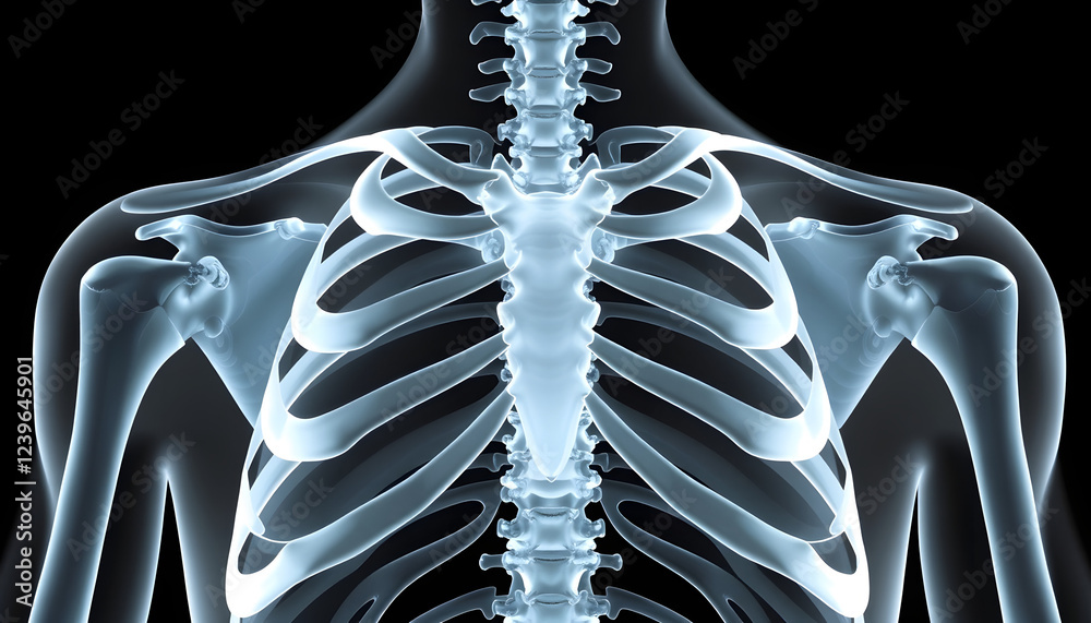 Illustration Stock Sternum or breastbone and manubrium bones x-ray ...