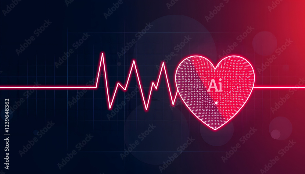 Heartbeat line transforming into a digital AI code, AI role in real ...