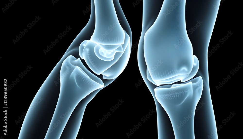 Ilustrace This x-ray image depicts the bones and cartilage of a knee ...
