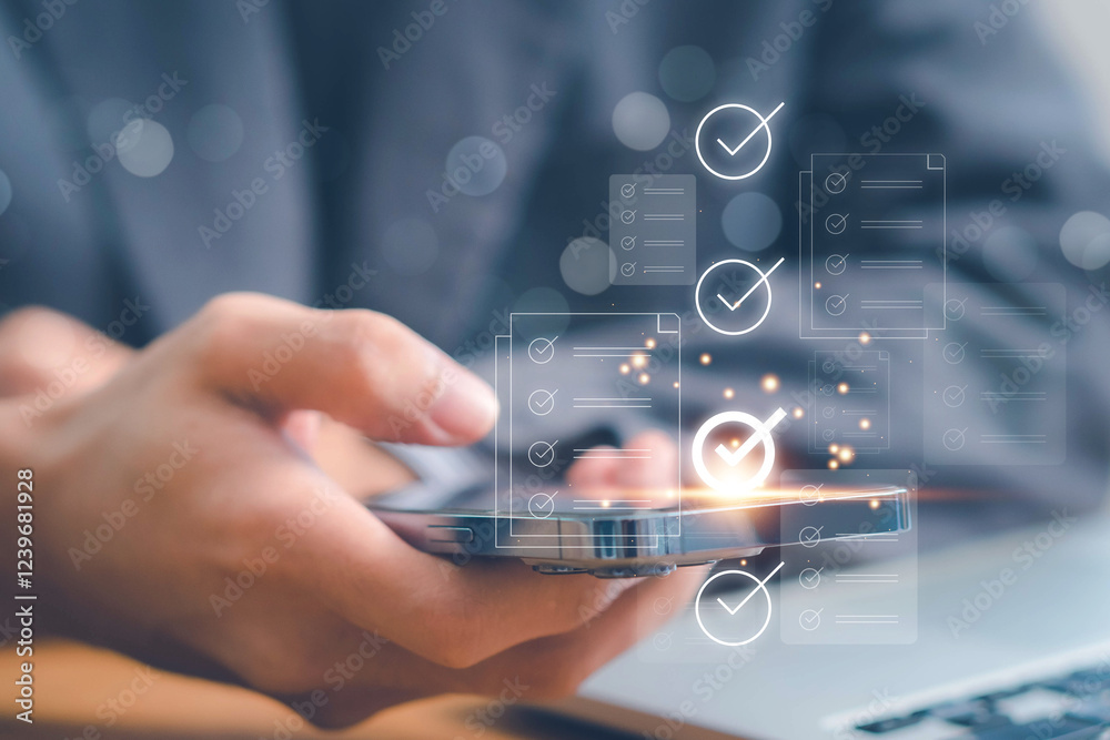 Checklist business performance monitoring concept, Business using ...