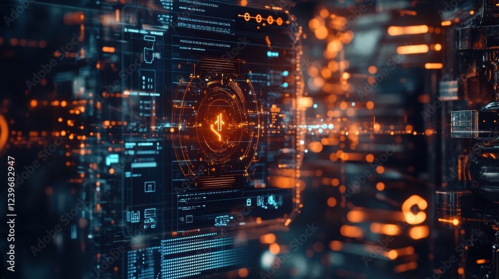 Futuristic heads up display - hud - featuring data flow and analysis ...