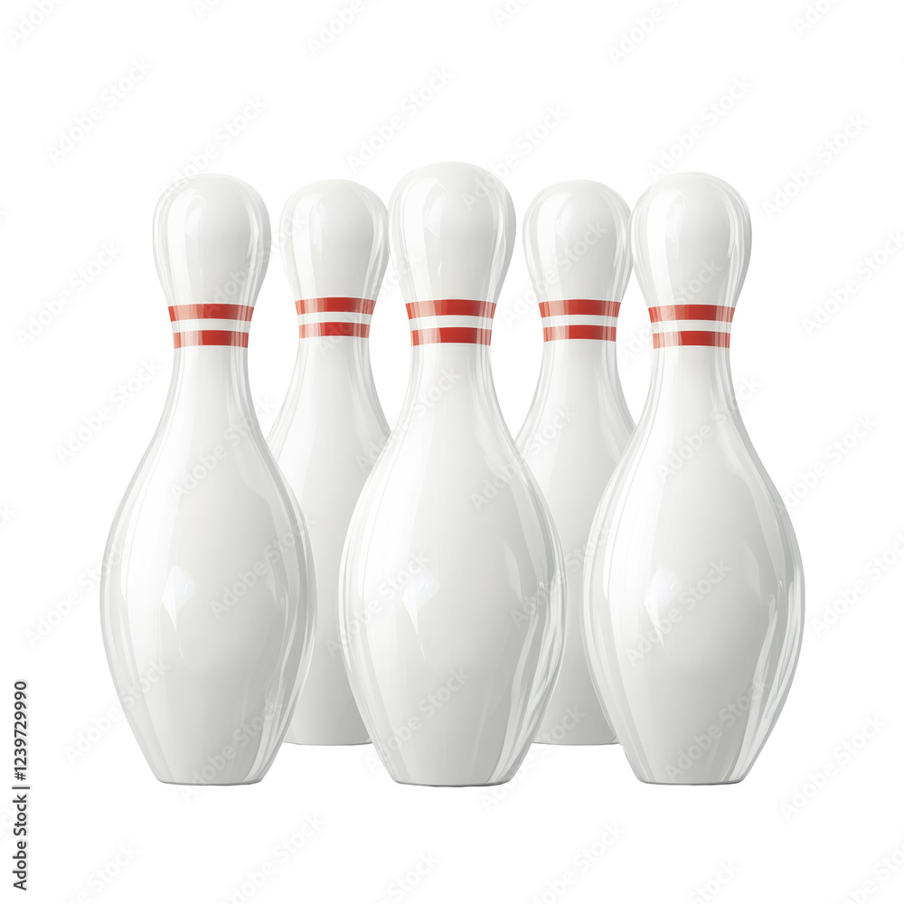 Bowling pins in a transparent background, showcasing classic design and ...