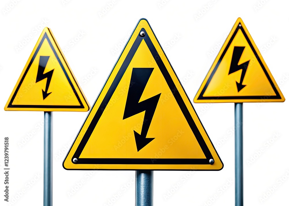 High-voltage warnings, electrical safety symbols, and power signs: a ...