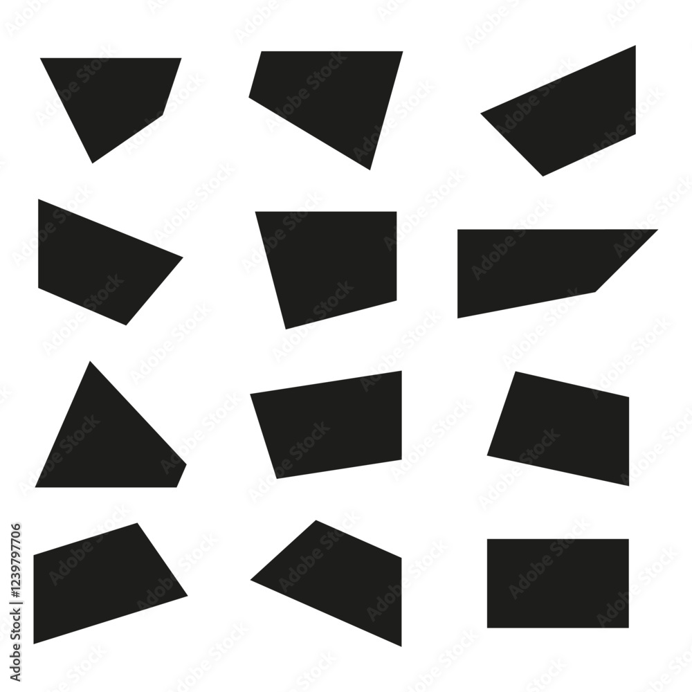 Geometric shapes collection. Abstract polygon set. Modern black forms ...