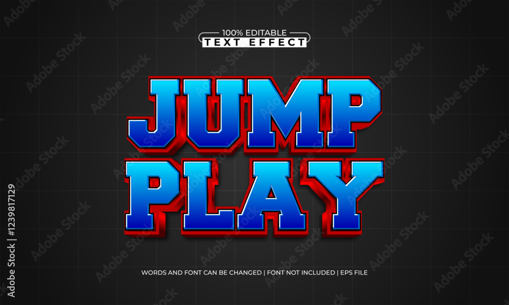 jump play editable text effect with a sport and play text style Stock Vector | Adobe Stock