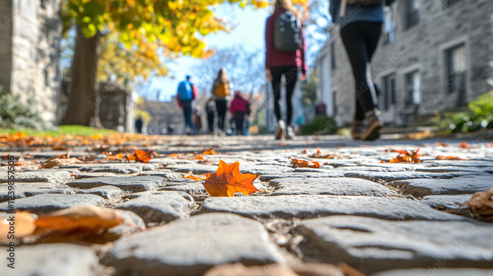 University campus buildings with students walking, showcasing vibrant ...