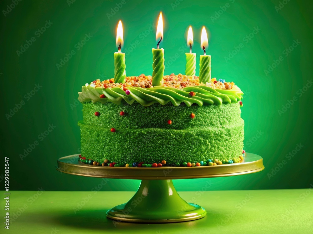 Macro photography: vibrant birthday cakes against a clean green screen ...