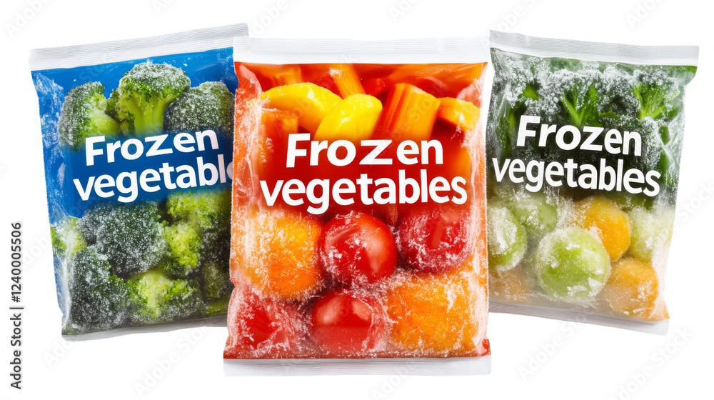 Frozen vegetables packages preserving freshness and nutrients on ...