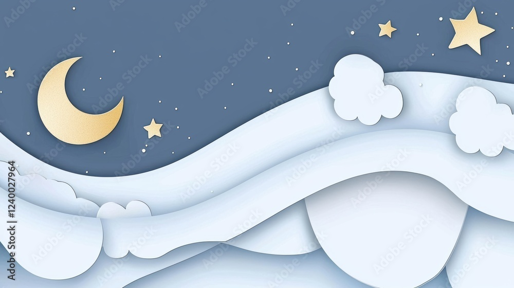 Dreamy night sky with moon and stars fantasy background digital art ...